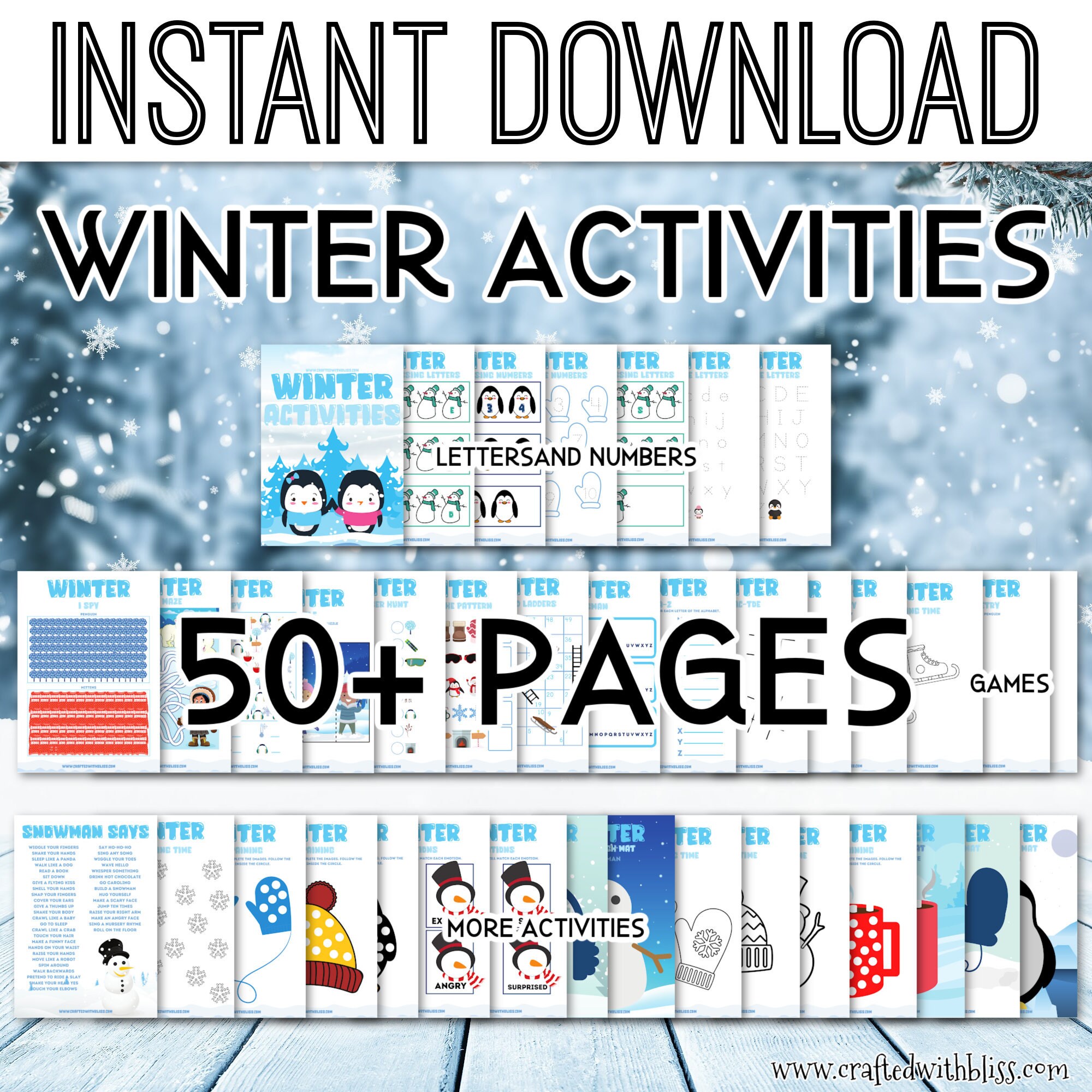 Winter Printables for Kids, Winter Party Games, Winter Bingo Games ...