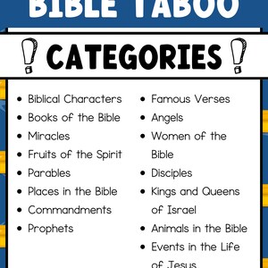 Bible Taboo Party Game 150 Cards Christian Fun Friday Ice Breaker Brain ...