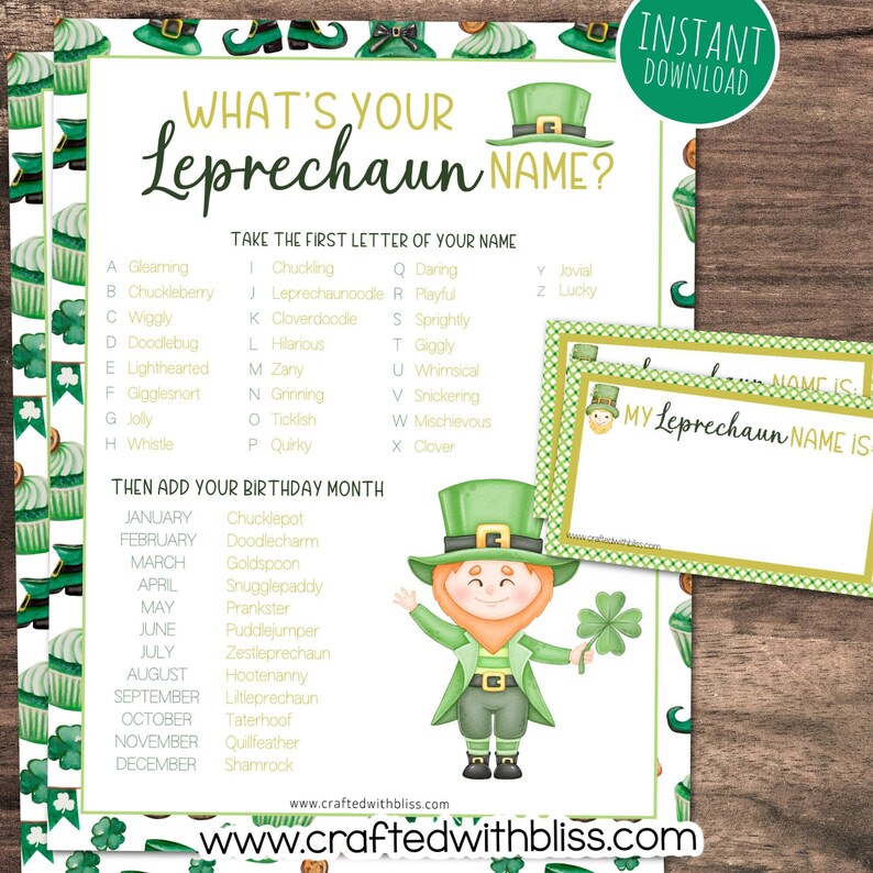 What's Your Leprechaun Name Leprechaun Party Games Name Tag St. Patrick ...