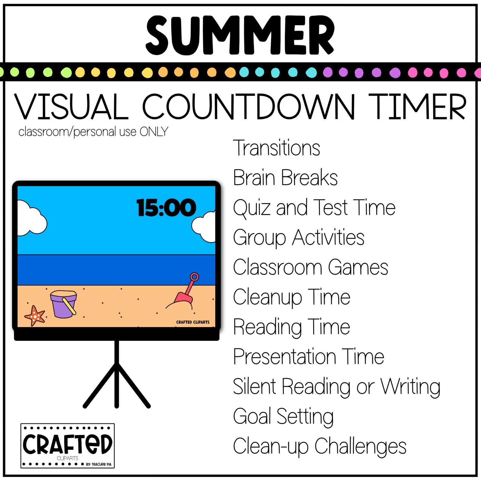 Summer Visual Timer Countdown Classroom Management Tool Transition PPT ...