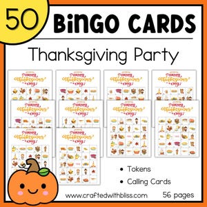50 Thanksgiving Bingo Cards - Etsy