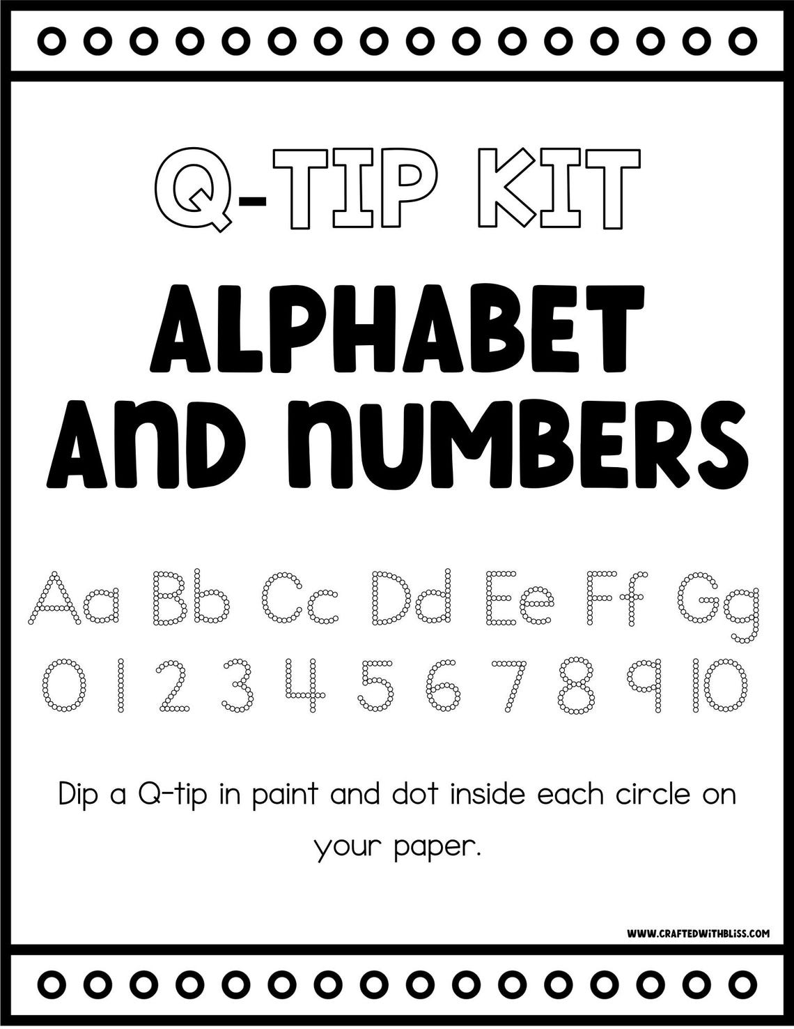 Q-tip Painting Alphabet and Numbers (0-20) Printable Pack | Dip and Dot ...