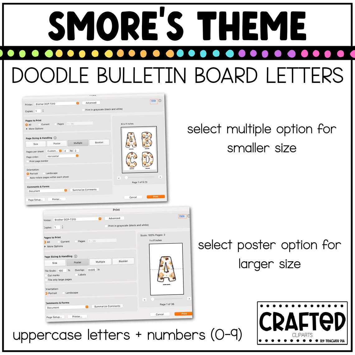 Smore's Theme Doodle Bulletin Board Letters | Door Classroom Decor - Etsy