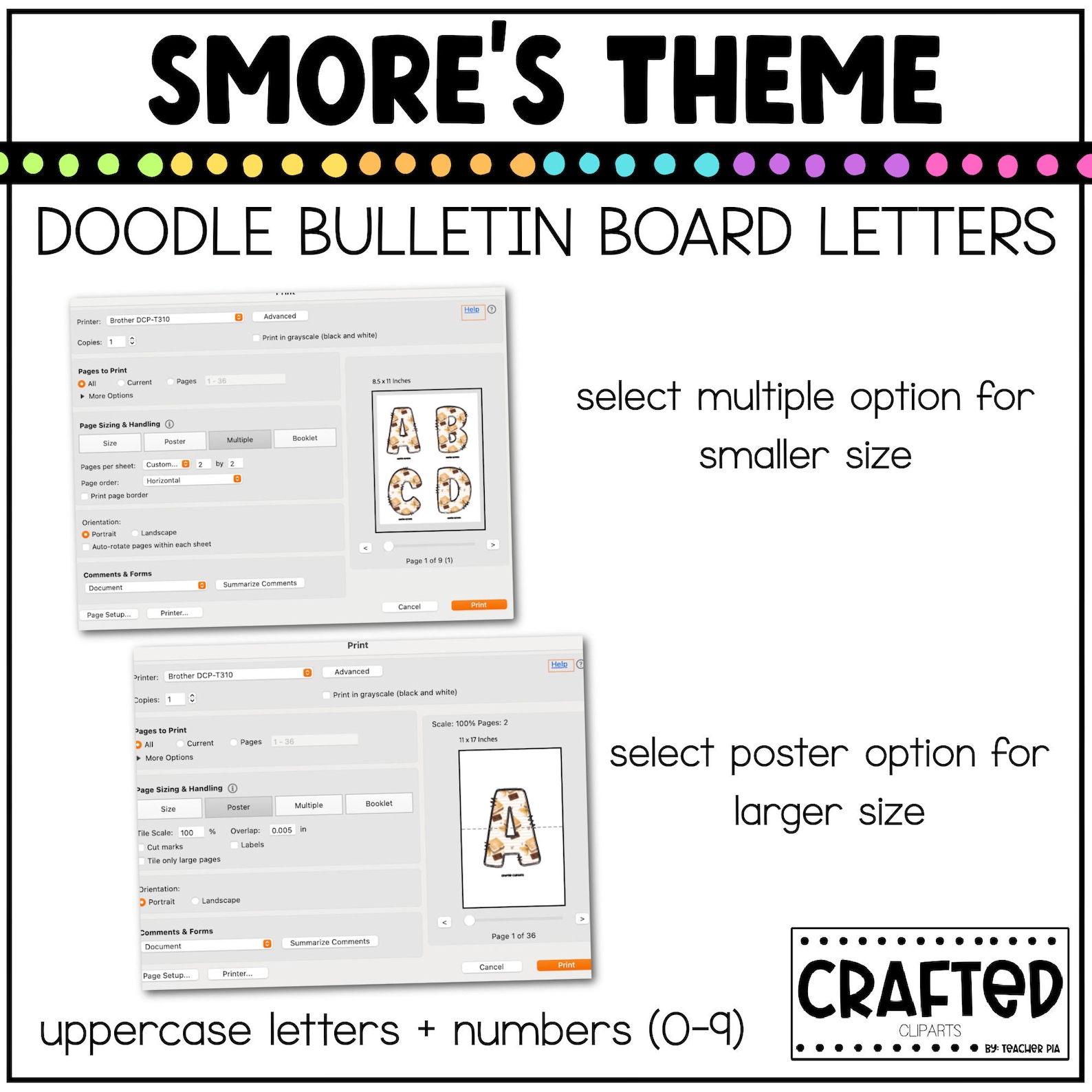 Smore's Theme Doodle Bulletin Board Letters | Door Classroom Decor - Etsy