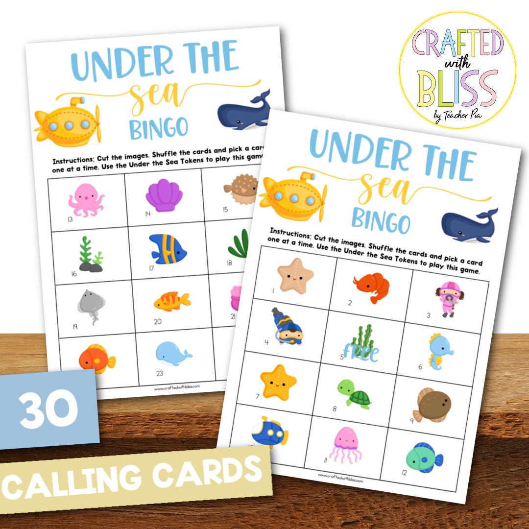 50 Under the Sea Bingo Cards Classroom Game, Bingo Game Party Game ...