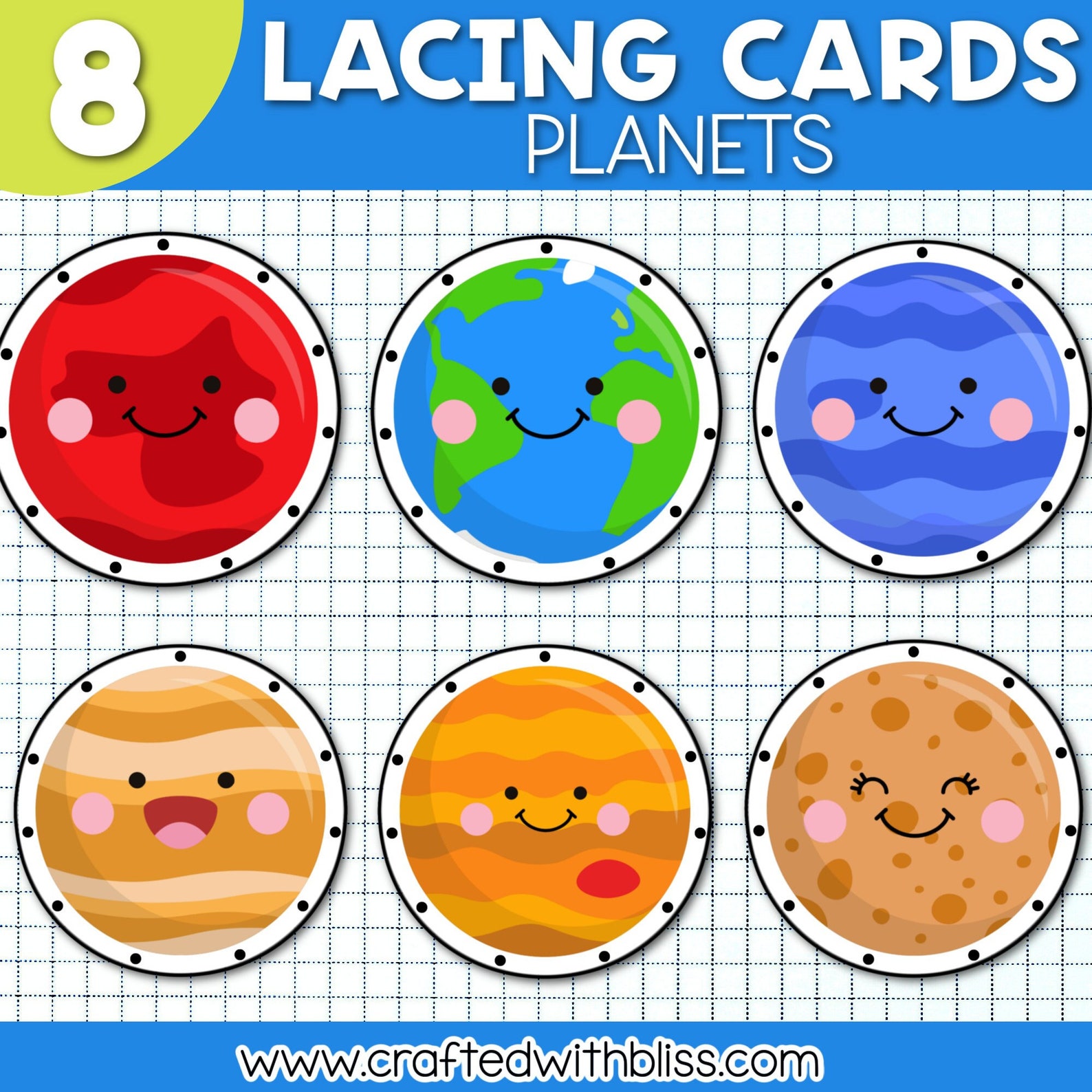 Planets Lacing Cards - Etsy