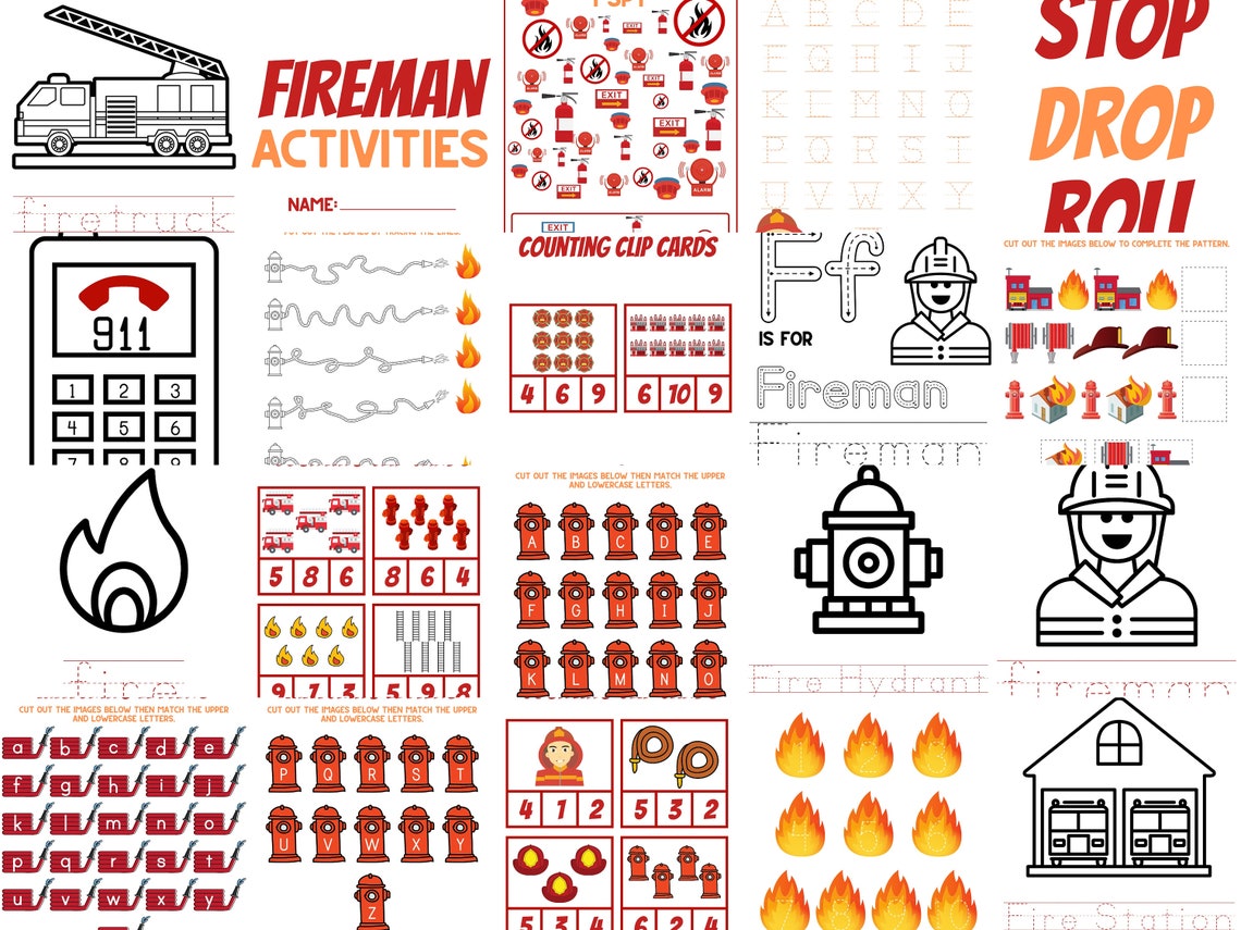 Fireman Theme Learning Pack for Preschool Kindergarten Printable ...