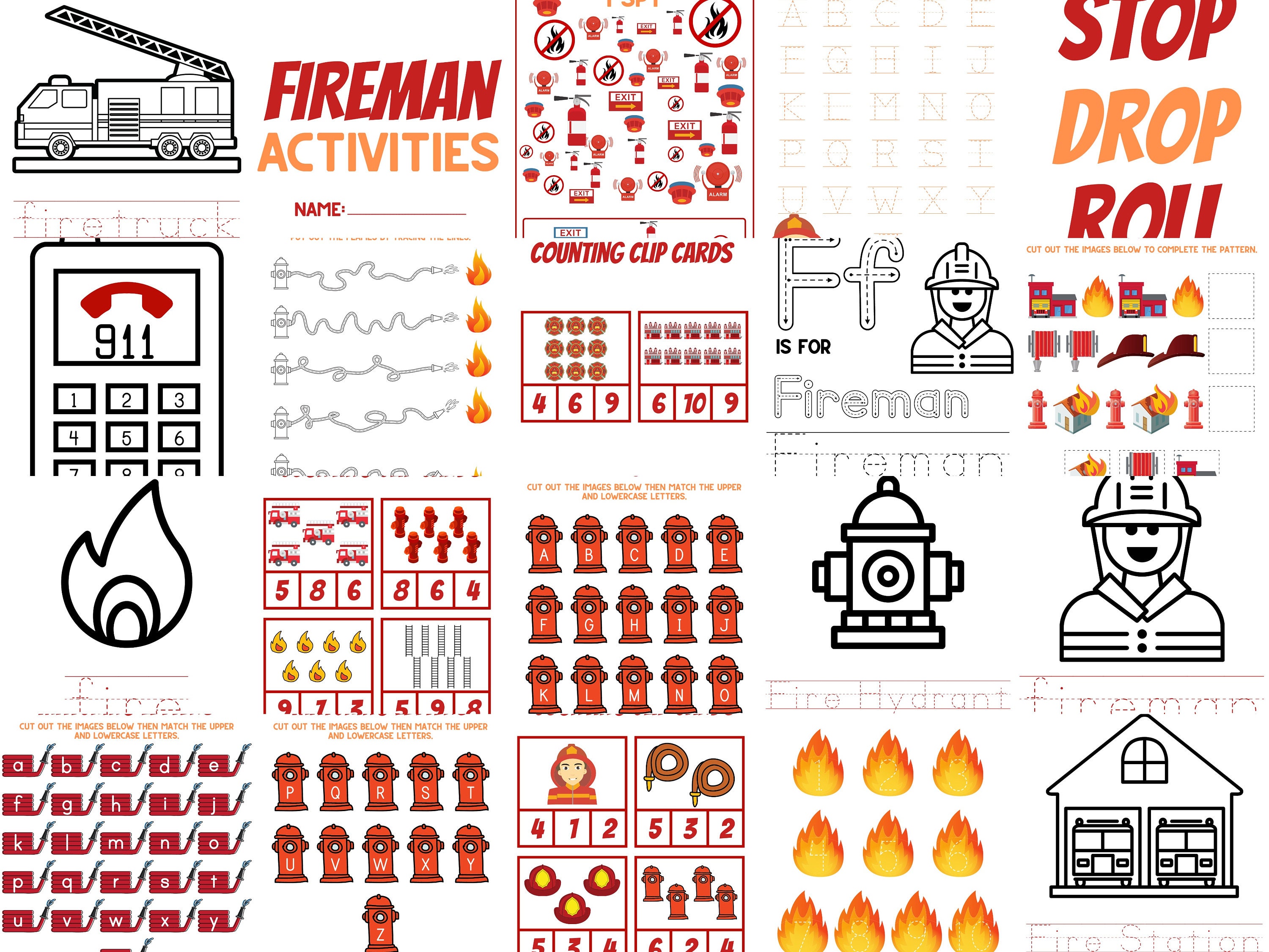 Fireman Theme Learning Pack for Preschool Kindergarten Printable ...