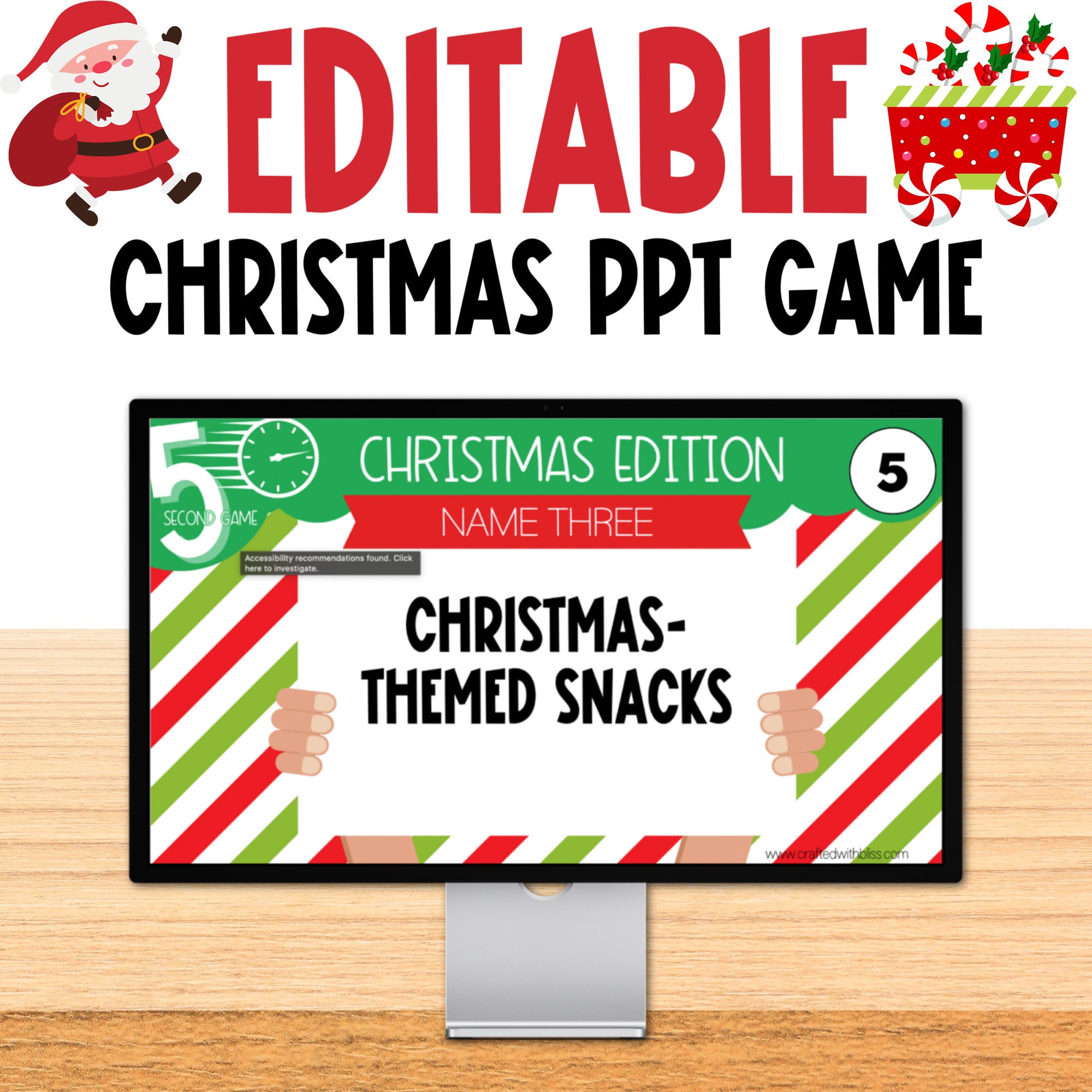 Custom Editable 100 Christmas 5 Second Game PPT Powerpoint - Etsy