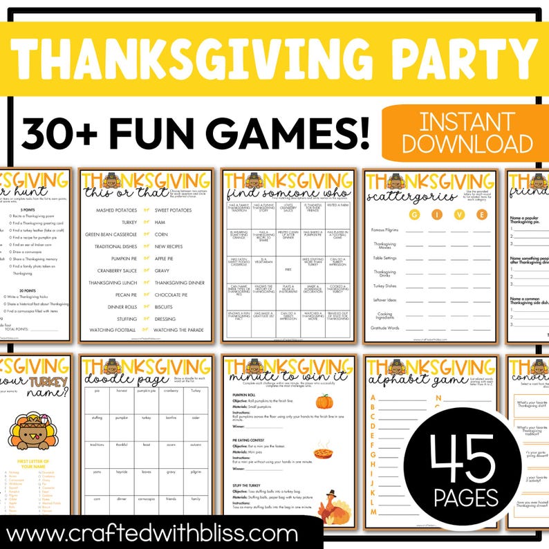 Printable Thanksgiving Party Games for All Bundle 30+ Games - Etsy