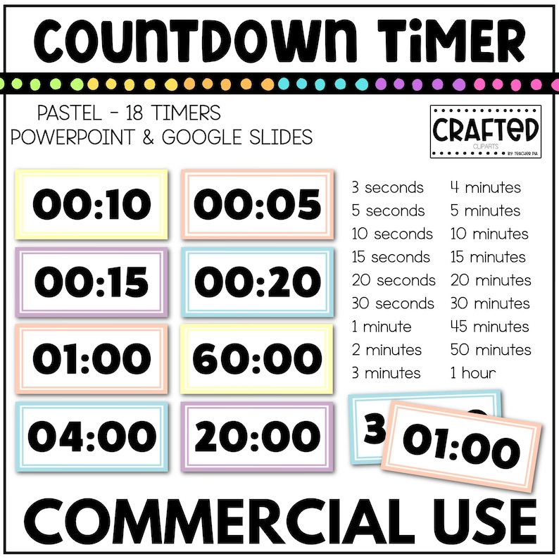 Simple Pastel Countdown Timer Classroom Management Tool Commercial Use ...