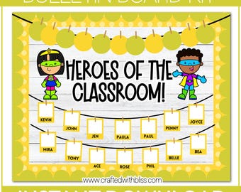 Superhero Theme Back to School Bulletin Board Kit Welcome Superstars ...