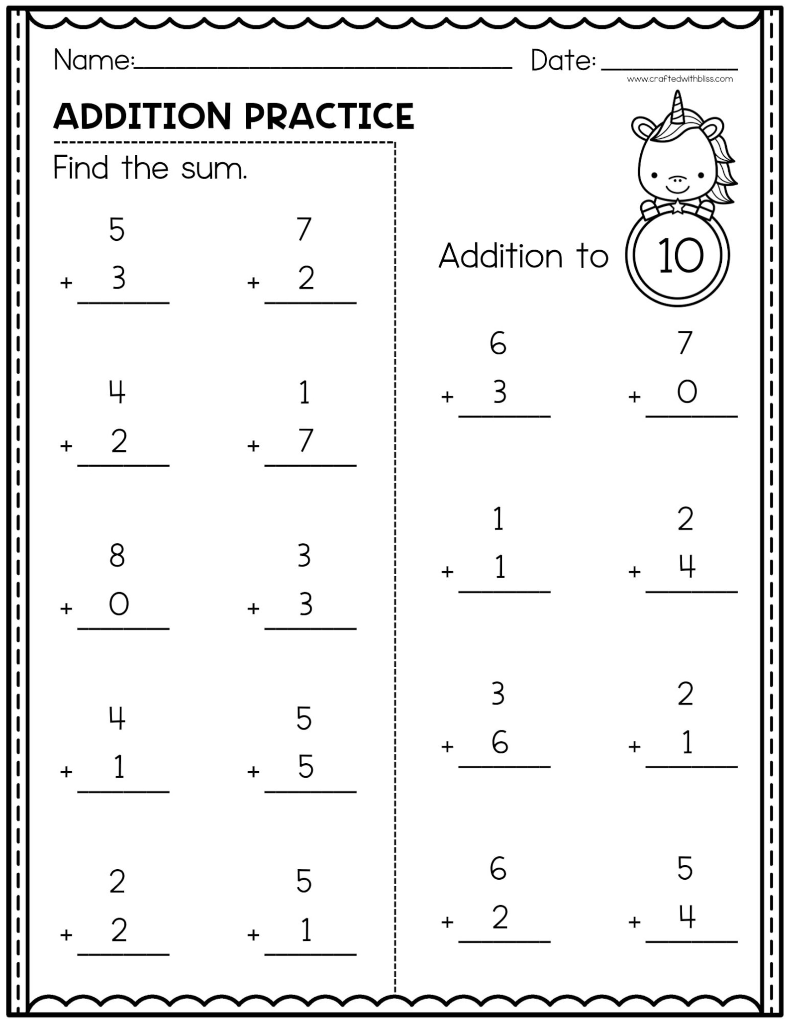 Math Addition Facts K-1 Practice Pages Homework Morning Work Math ...