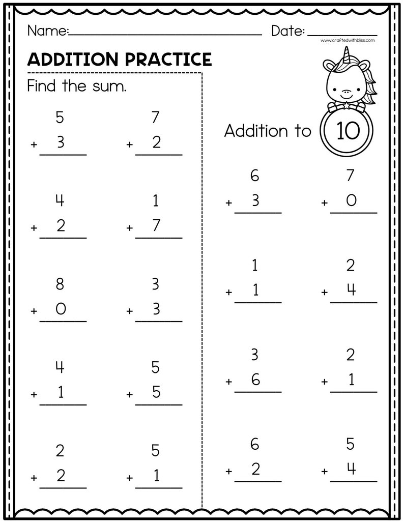 Math Addition Facts K-1 Practice Pages Homework Morning Work Math ...