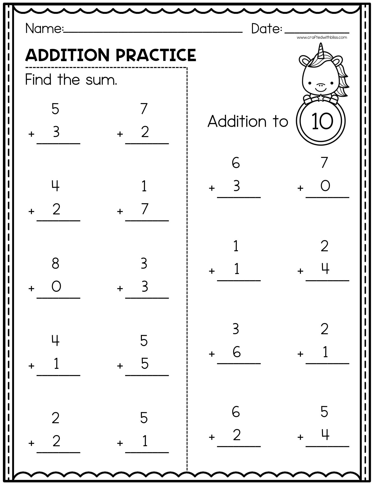 Math Addition Facts K-1 Practice Pages Homework Morning Work Math ...