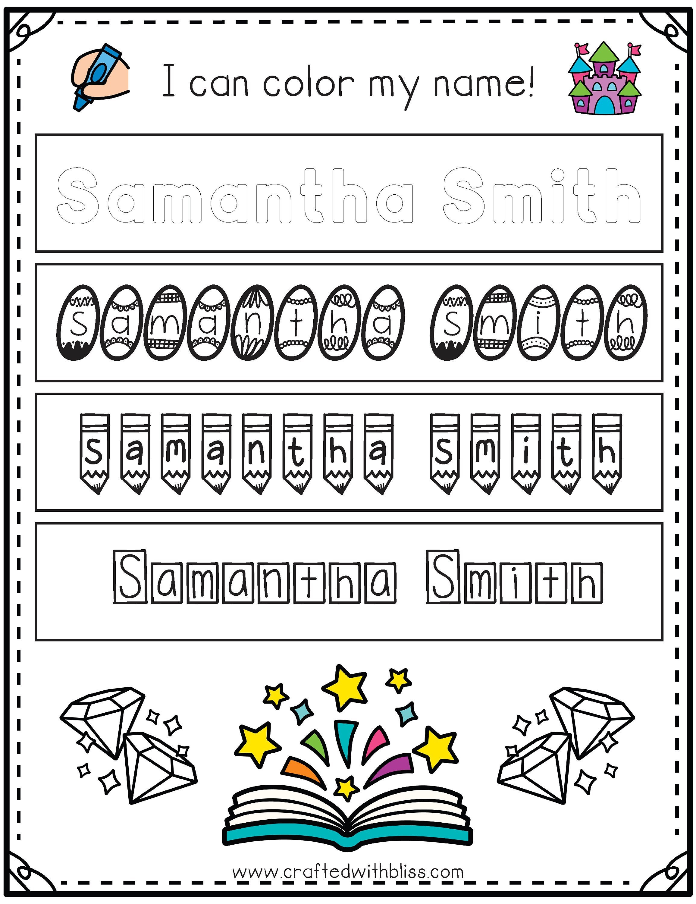 Editable Name Practice Printable Magical Theme - Etsy