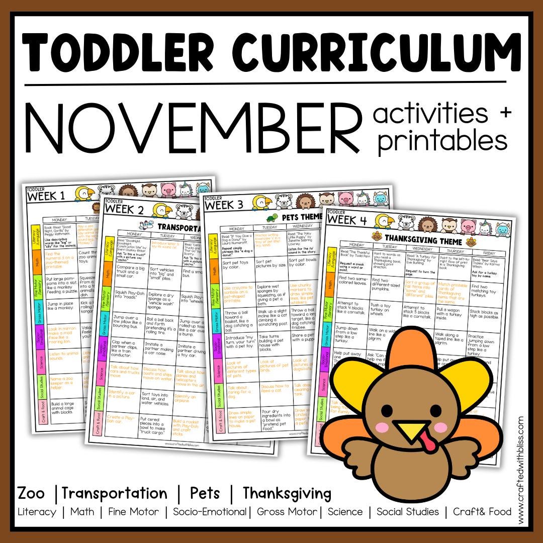 November Toddler Curriculum Activities and Printable 2-3 Yo Homeschool ...
