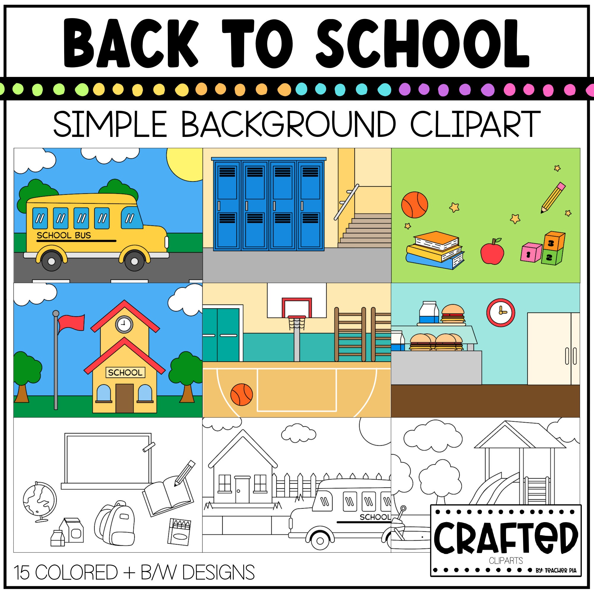 Simple Back to School Background Scene August Clipart Commercial Use ...