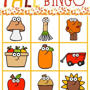 Fall Bingo for Classroom Game Preschool Kindergarten (10 Cards) - Etsy