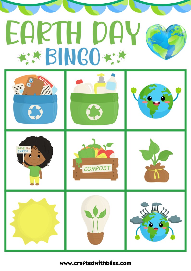 10 Earth Day BINGO for Preschool-kindergarten, Earth Day Games and ...