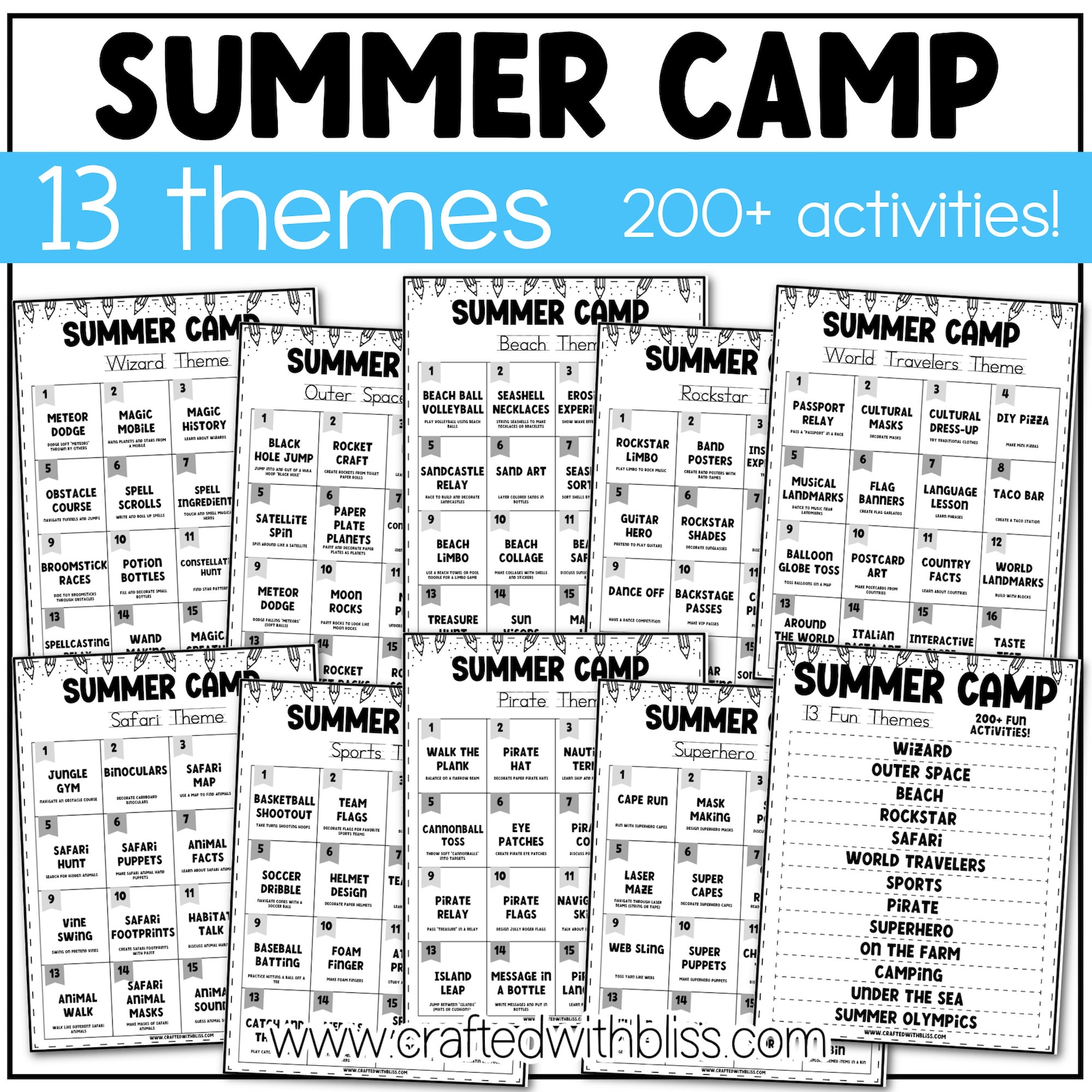 13 Summer Camp Theme Ideas List for Kids + Blank Template Camping Theme ...
