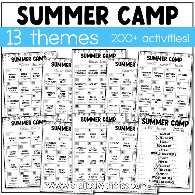 13 Summer Camp Theme Ideas List for Kids + Blank Template Camping Theme ...