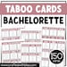 Bachelorette Taboo Game 150 Cards Bridal Party Party Game Night Forbidden Word - Etsy