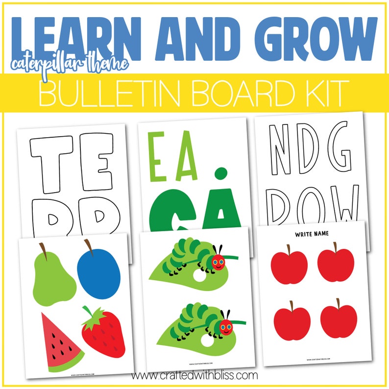 Learn and Grow Caterpillar Theme Bulletin Board Kit Door Classroom ...