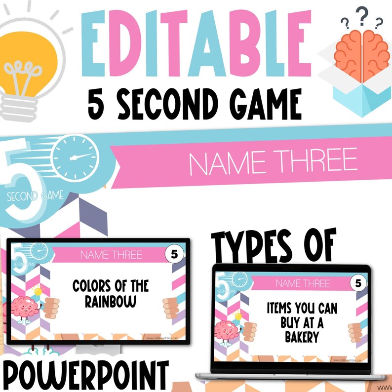 Custom Editable 100 5 Second Game PPT Powerpoint Game Family Game Night ...