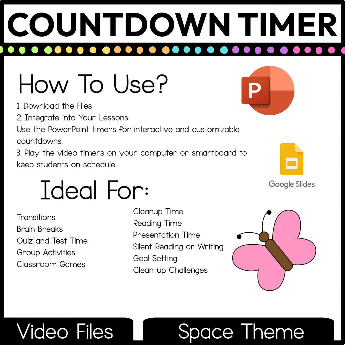 Space Theme Visual Timer Countdown Classroom Management Video Back to ...
