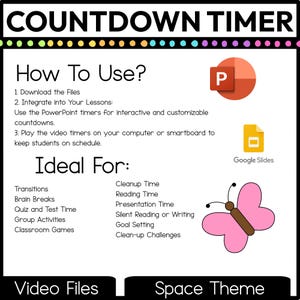 Space Theme Visual Timer Countdown Classroom Management Video Back to ...