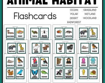 Educational Animal Habitat Cards Montessori Learning Fun Printable ...