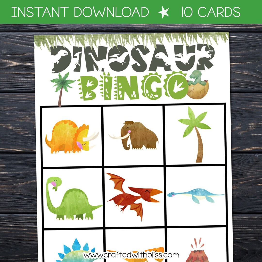 10 Dinosaur BINGO for Preschool-kindergarten, Dinosaur Games and ...