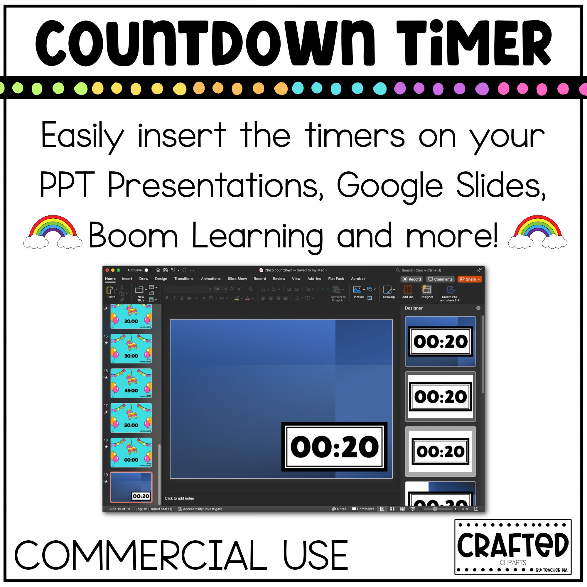 Simple All Black Countdown Timer Classroom Management Tool Commercial ...