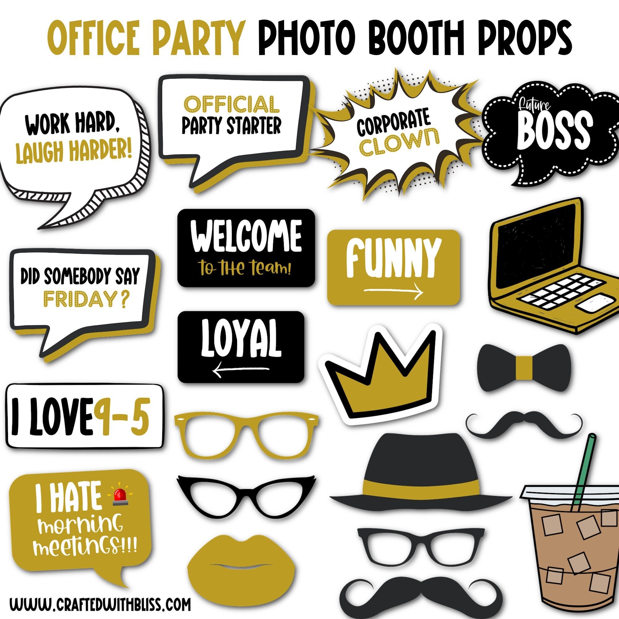 Office Party Photo Booth Props Work Party Team Building - Etsy
