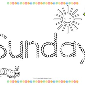 Hungry Caterpillar Days of the Week Qtip Dot Painting Coloring Pages ...