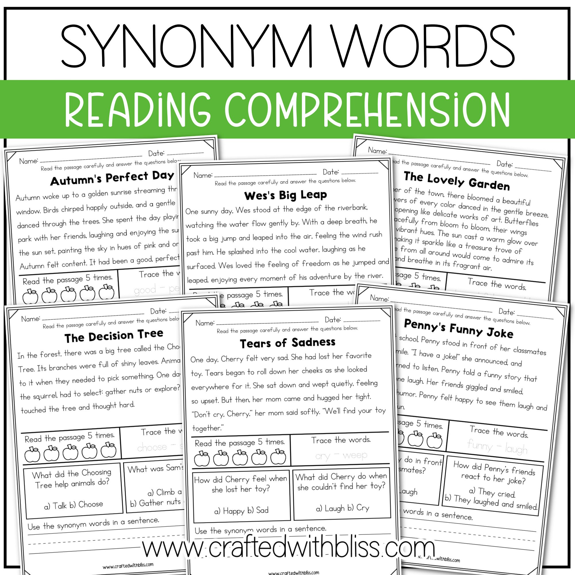 Synonym Words Activities ELA 1st & 2nd Grade Bundle - Etsy