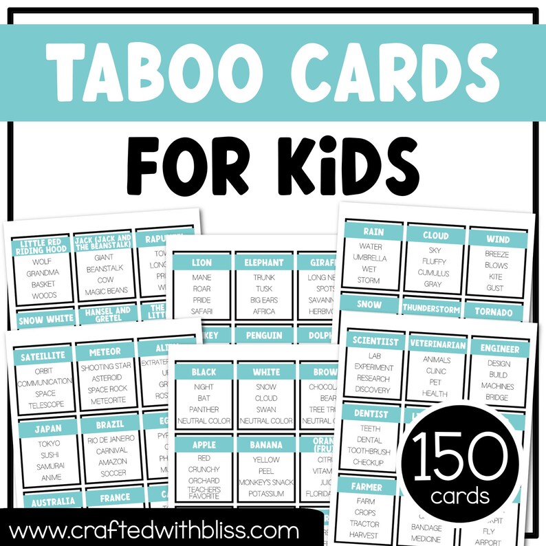 For Kids Taboo Party Game 150 Card Fun Friday Ice Breaker Brain Break ...