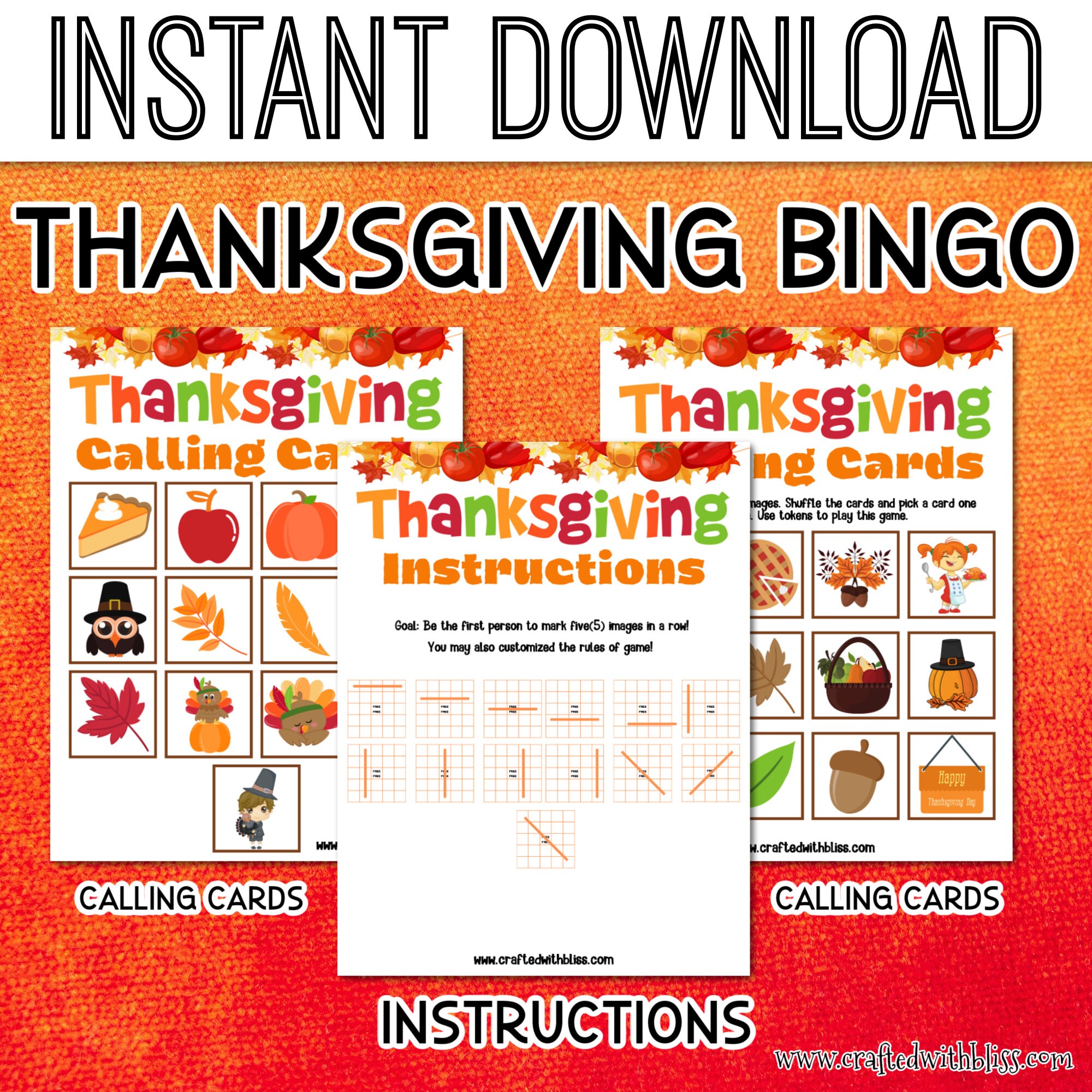 Thanksgiving Party BINGO Game (25 Cards) - Etsy