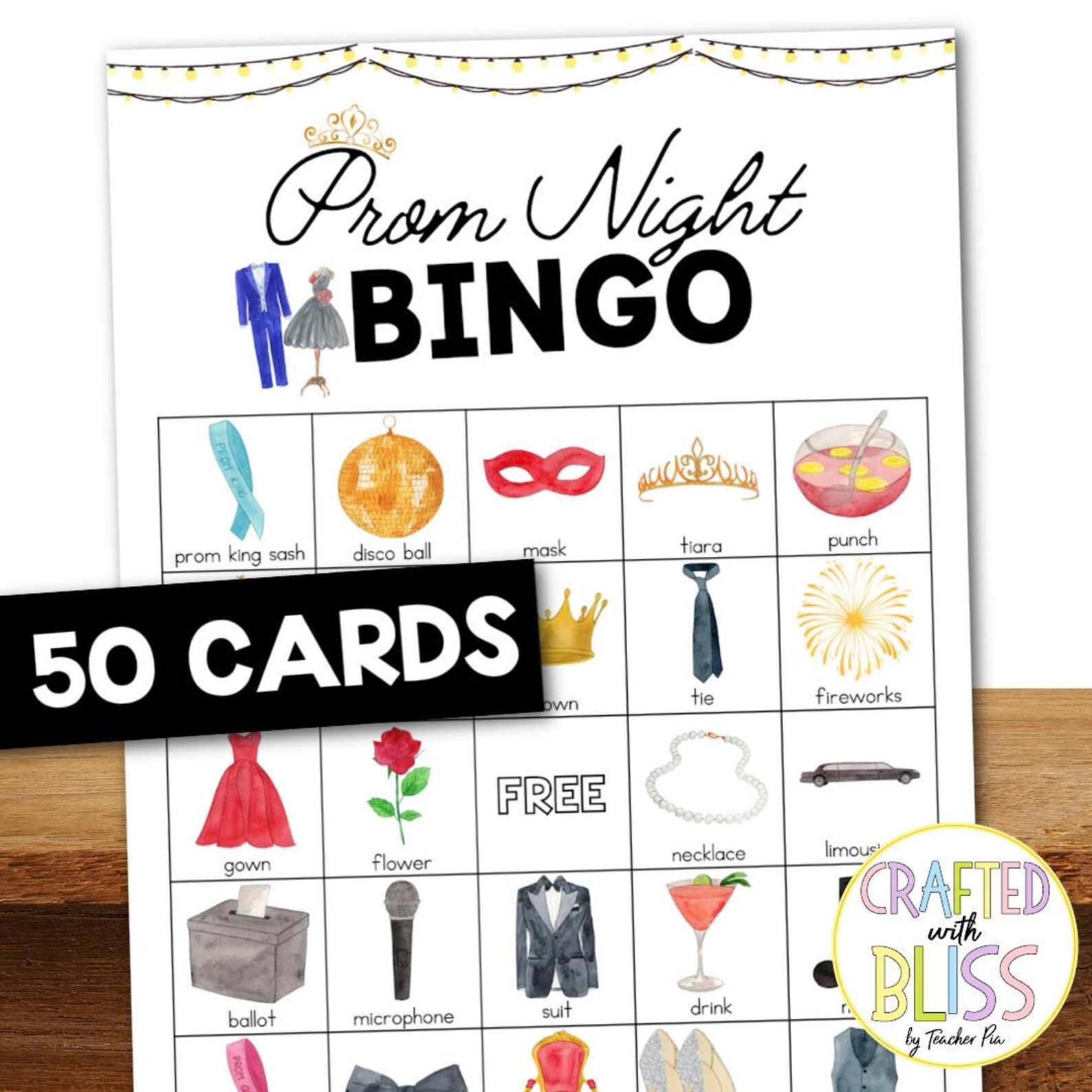 50 Prom Night Bingo Cards Classroom Game - Etsy