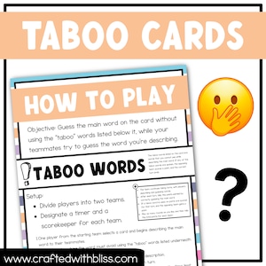 School Taboo Party Game 150 Card Fun Friday Ice Breaker Brain Break ...