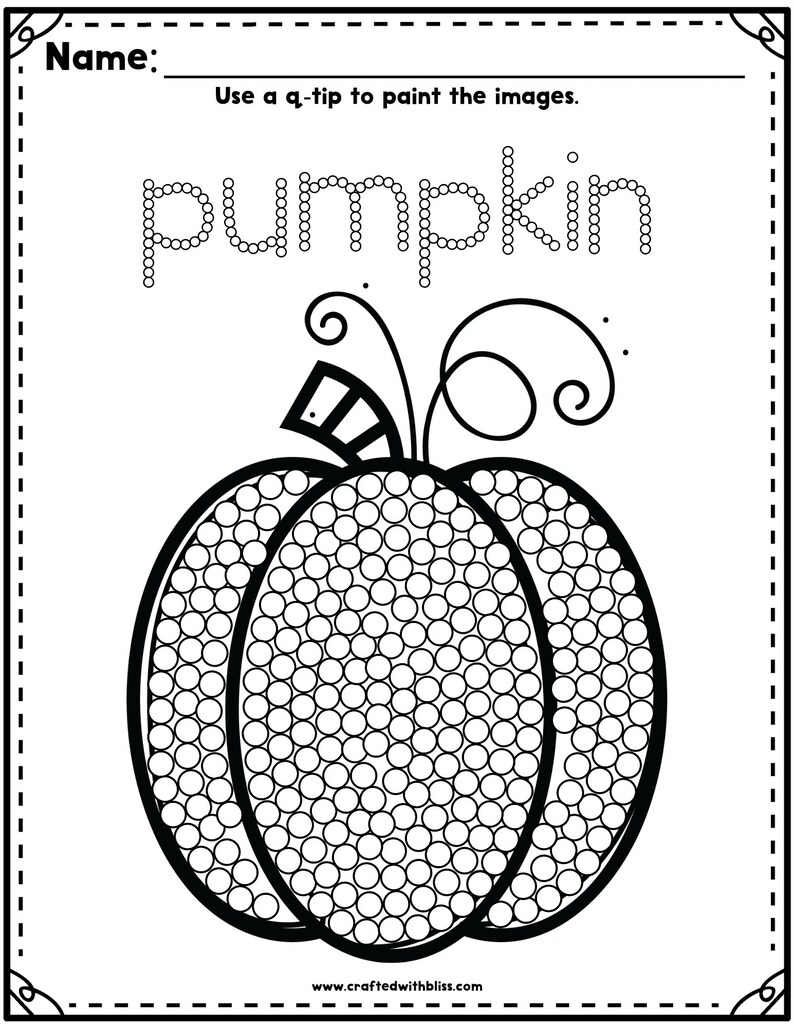 Q-tip Painting Fall Fine Motor Activity Autumn Craft Fall Printable Dot ...