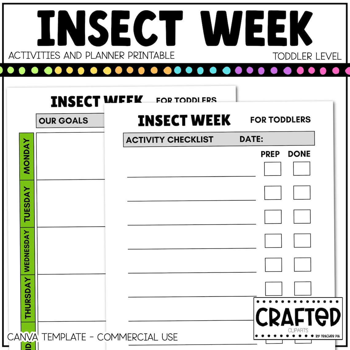 Editable Insect Week Activities and Planner Toddler Canva Template 2 ...