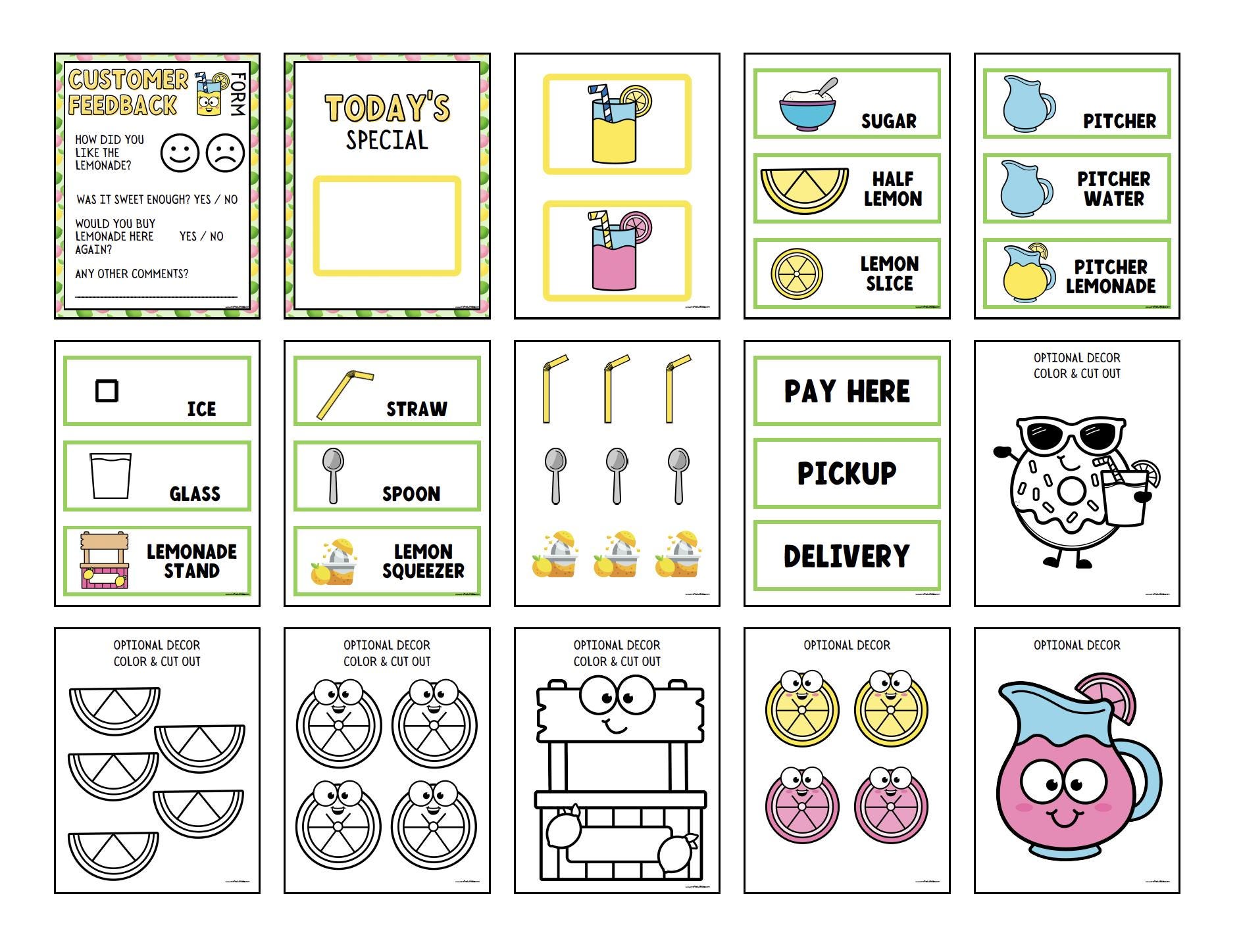 Lemonade Stand Pretend Play Printable - Etsy
