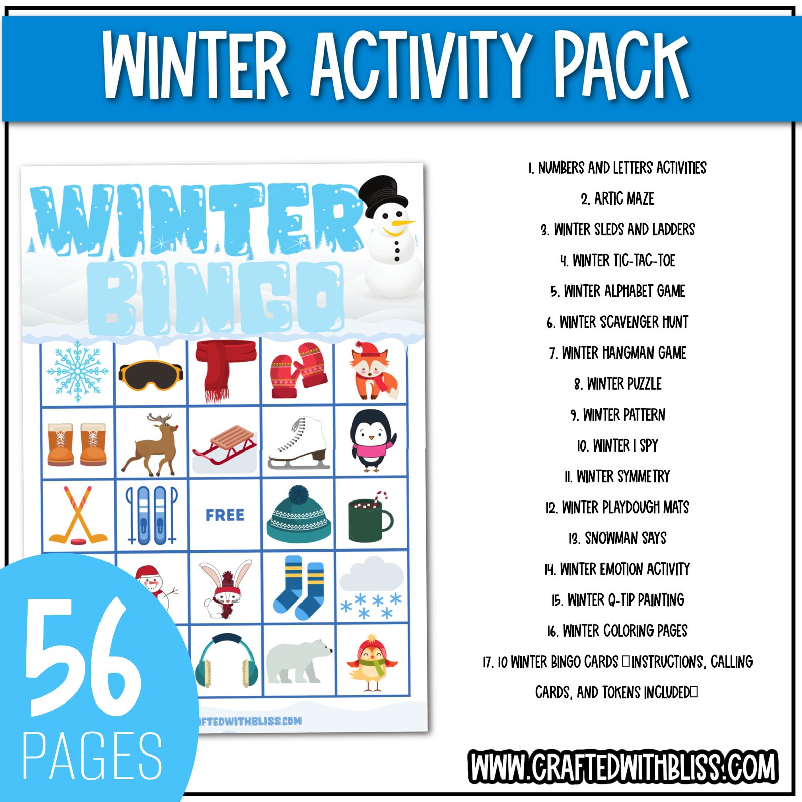 Winter Printables for Kids, Winter Party Games, Winter Bingo Games ...