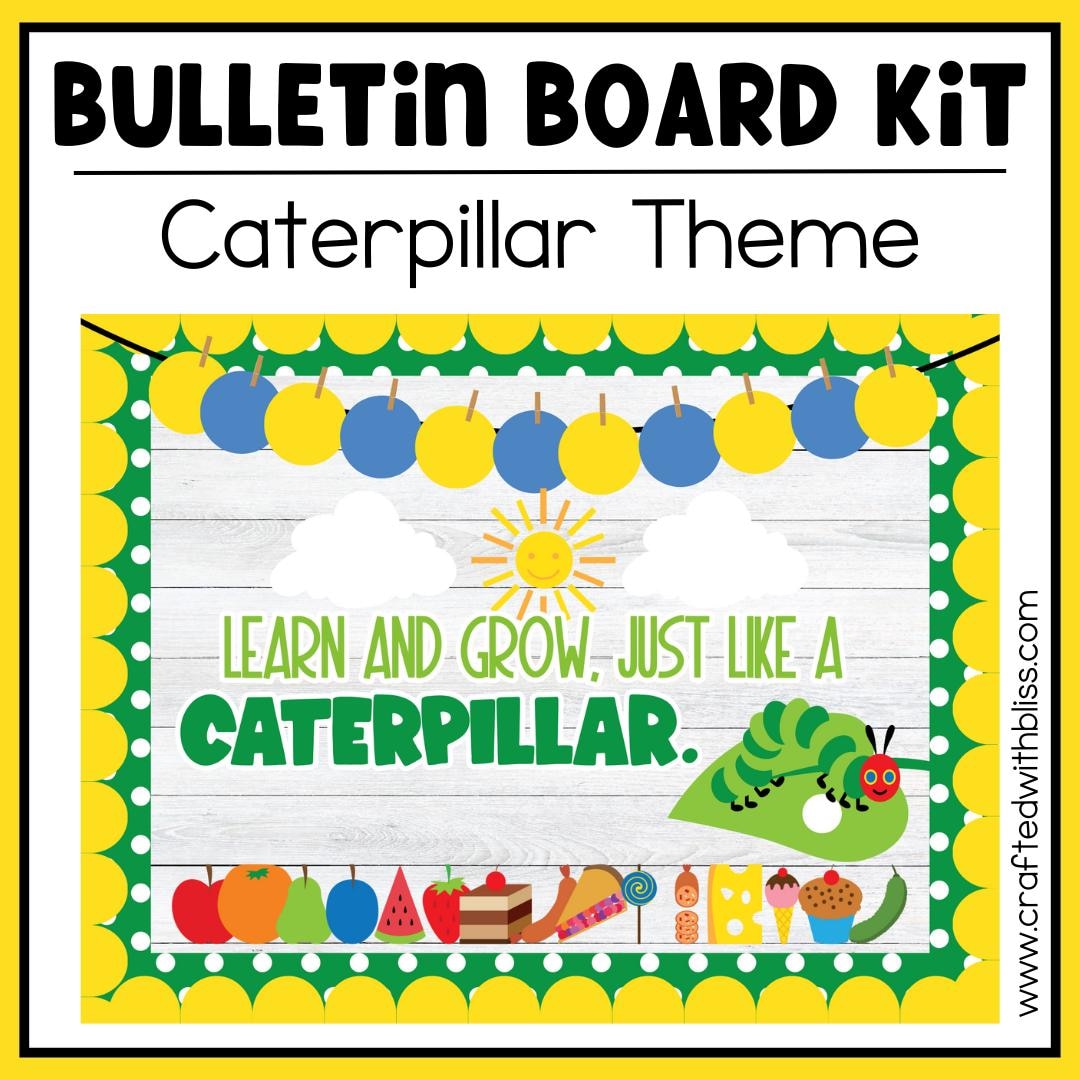 Learn and Grow Caterpillar Theme Bulletin Board Kit Door Classroom ...