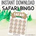 Safari Bingo for Kids, Safari Bingo Birthday Party, Classroom Bingo ...