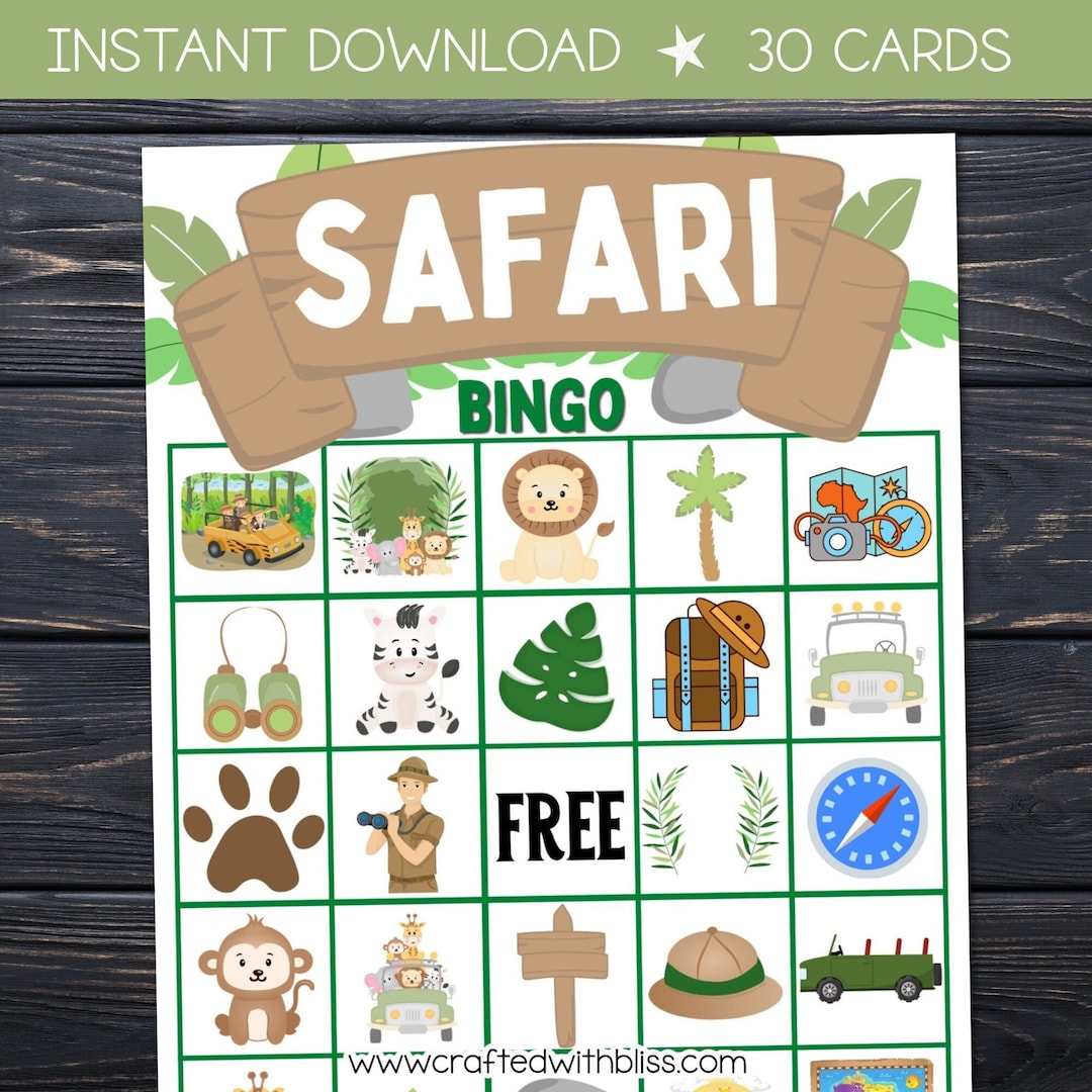 Safari Bingo for Kids, Safari Bingo Birthday Party, Classroom Bingo ...