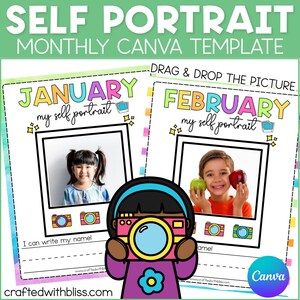 Monthly Self Portrait Activity Editable Canva Template Back to School ...