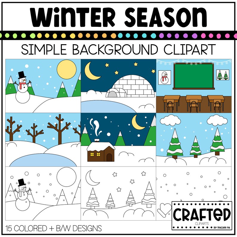 Simple Winter Background Scene Clipart Commercial Use - Etsy